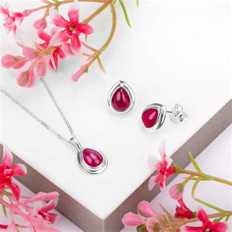 Ruby Teardrop Necklace Ruby Jewellery Henryka Jewellery