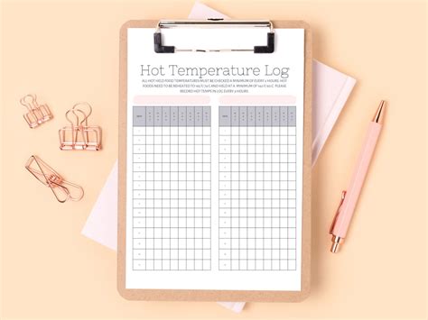 Hot Food Temperature Log Hot Food Record Sheet Editable Etsy