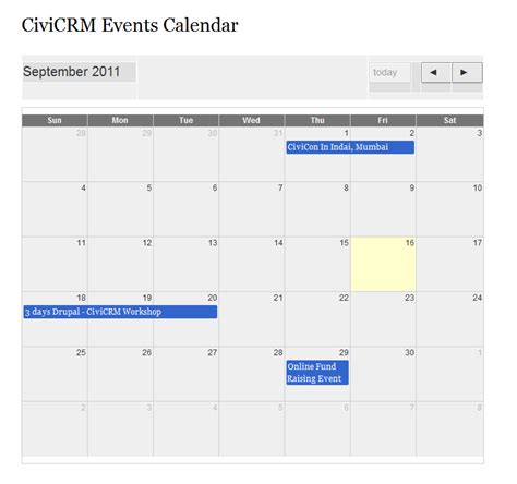 CiviCRM Events Calendar Drupal Org