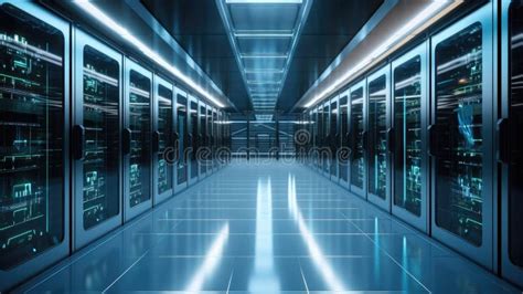 Server Room In Building At Contemporary Office Stock Illustration