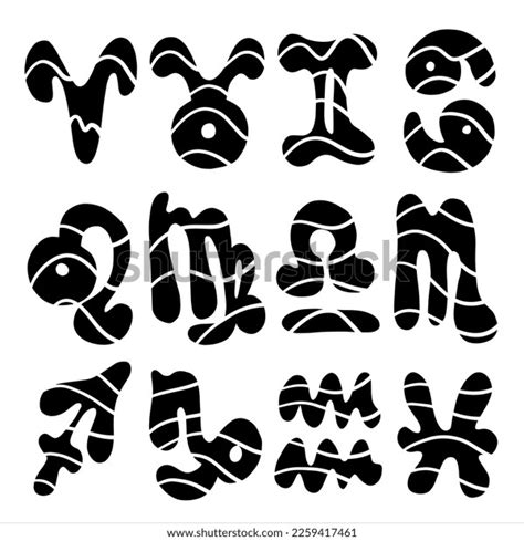 Silhouettes Zodiac Signs Doodles Vector Illustration Stock Vector
