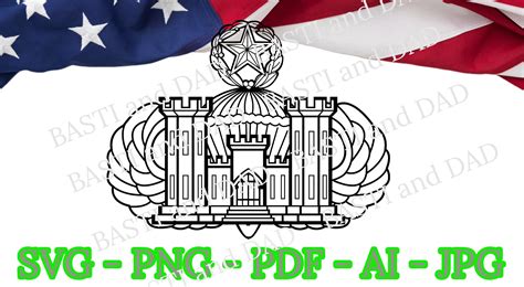 Us Army Airborne Master Jump Wings With Engineer Castle Svg Png Ai