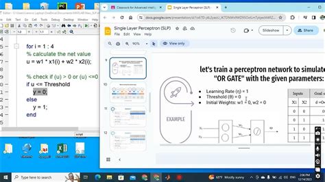 مختبر تطبيقات ذكية Single Layer Perceptron Slp Youtube