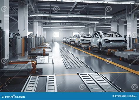 Automation Automobile Factory Concept With 3d Rendering Robot Assembly