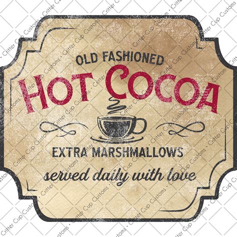 Vintage Hot Cocoa Label 3 Digital File Png Etsy