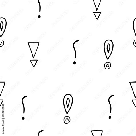 Exclamation Mark Seamless Pattern On White Background Hand Drawn Vector Elements Vector Sketch