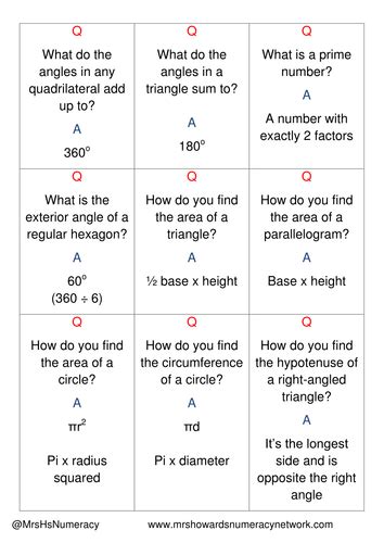 Revision Quiz Cards For Higher Foundation Gcse Maths Teaching Resources