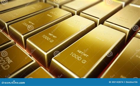 Stack Of One Kilogram Gold Bars 3d Illustration Stock Illustration