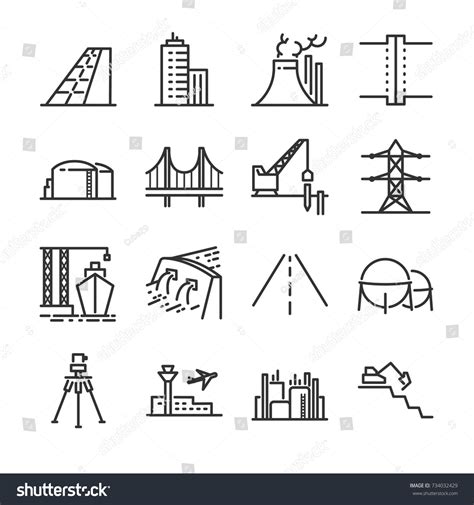 Engineering Line Icon Set Included Icons Stock Vector Royalty Free