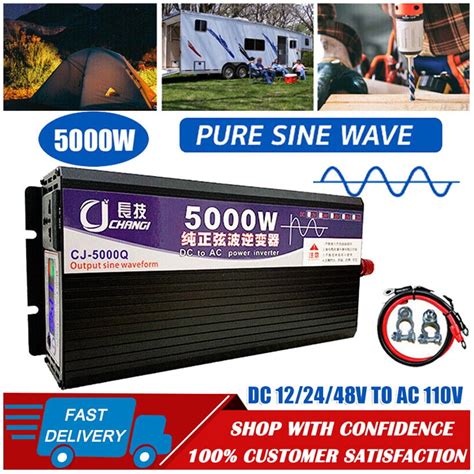 Cjc 5000w Car Power Inverter Pure Sine Wave Dc 12v To Ac 220v Led