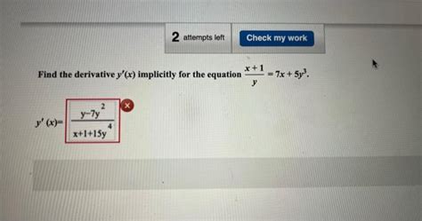 Solved Find The Derivative Y′x Implicitly For The Equation Solved Find The Derivative Y′x Implicitly For The Equation