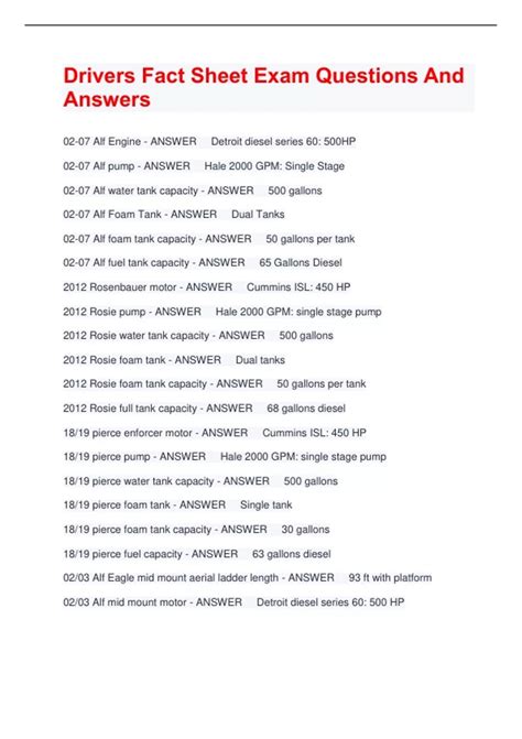 Bundle For Facts For Drivers Study Test Questions And Correct Answers