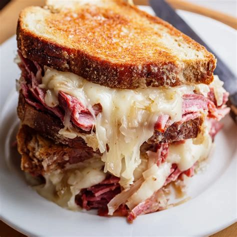 Classic Reuben Sandwich With Corned Beef Sauerkraut And Swiss Cheese
