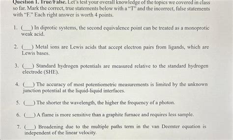 Solved Question 1 Truefalse Lets Test Your Overall