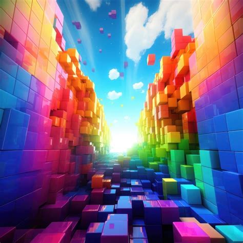 Premium Ai Image Abstract Background With Colorful Glowing Cubes