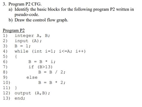 Solved 3 Program P2 Cfg A Identify The Basic Blocks For