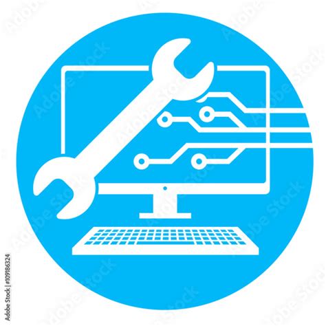 Big Data Security Maintenance And Tech Icon With Wrench And Gear Tools For Technician To Use