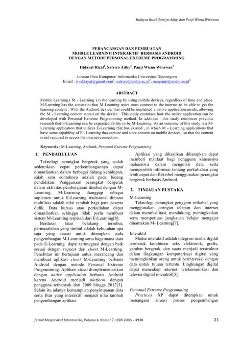 Pdf Perancangan Dan Pembuatan Mobile Learning Interaktif Berbasis