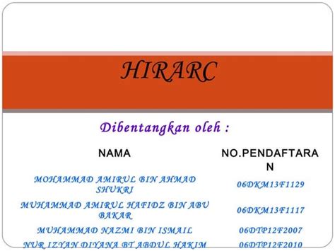 Hirarc Table