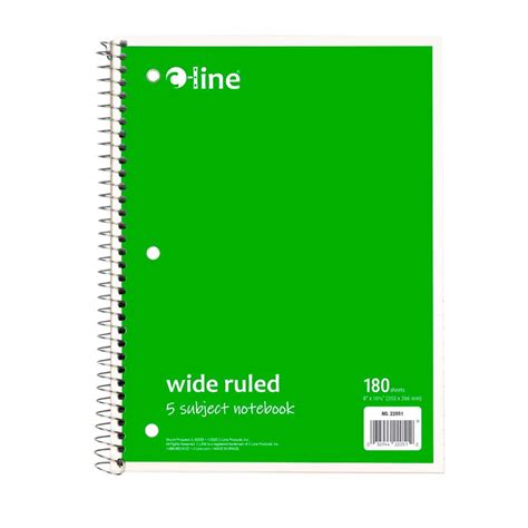 5 Subject Notebook Wide Ruled Assorted Colors Geyer Instructional