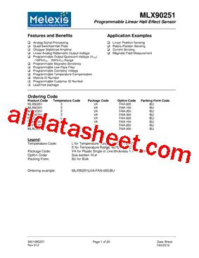 MLX Datasheet PDF Melexis Microelectronic Systems