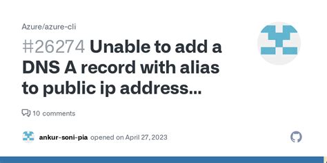 Unable To Add A Dns A Record With Alias To Public Ip Address Azure