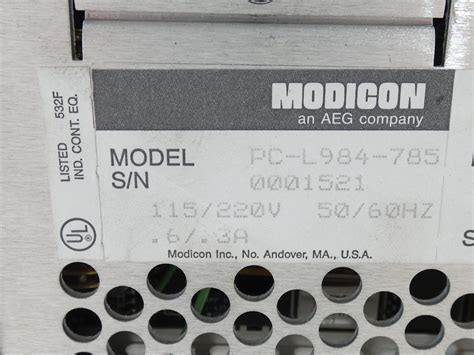 Aeg Modicon Pc L984 785 Programmable Controller As E785 904 Executive