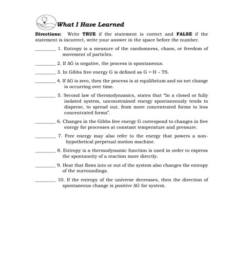 What I Have Learned Directions Write TRUE If StudyX
