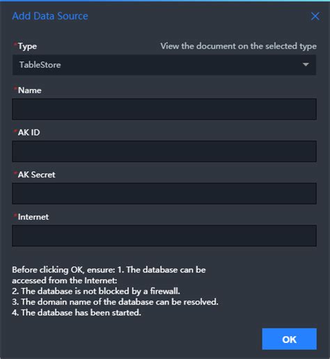 Add A Tablestore Data Source Datav Alibaba Cloud Documentation Center