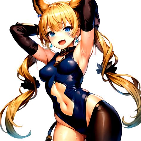 1girl Armpits Arms Behind Head Backlighting Bare Arms Bare Legs Blonde