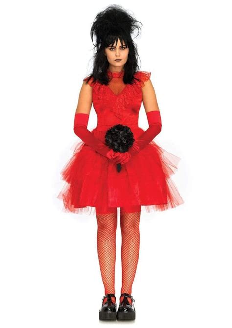 Red Beetle Bride Costume Set Red Dress With Bow Lace Veil Cosplay Etsy