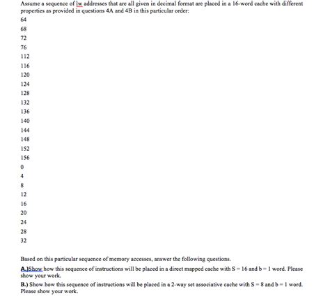 Solved Assume A Sequence Of Lw Addresses That Are All Given Chegg