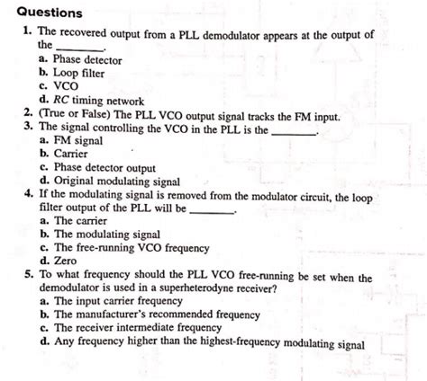 Solved The Questions 1 The Recovered Output From A PLL Chegg Com
