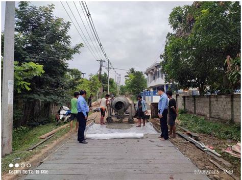 Officials Inspect Construction Of Concrete Road In Mongpyin Township