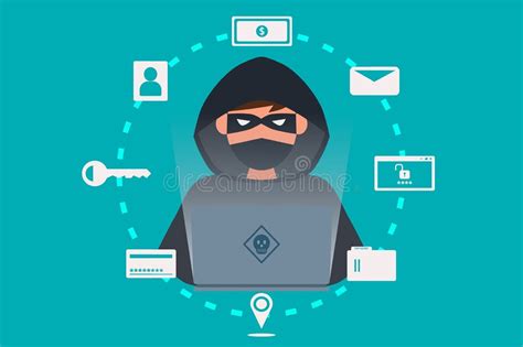 Hacker Or Cyber Criminal With Laptop Stealing User Personal Data Internet Phishing Concept