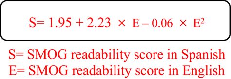 Sol Formula For Converting Smog Readability Scores From English To Spanish Download Scientific