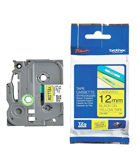 Brother Tze 631 Laminated Tape 12mm X 8m Black On Yellow