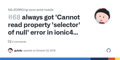 Always Got Cannot Read Property Selector Of Null Error In Ionic4