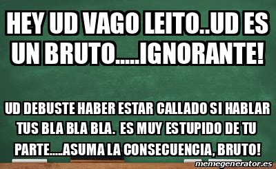 Meme Personalizado HEY UD VAGO LEITO UD ES UN BRUTO IGNORANTE