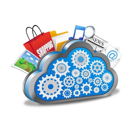 Gear Wheel Cloud And Communication And Network Flat Design Stock Vector