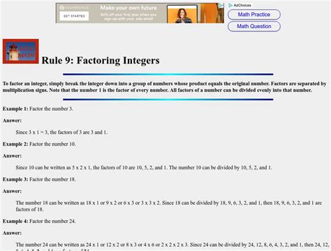 Sos Math Factoring Integers Activity For 9th 10th Grade Lesson