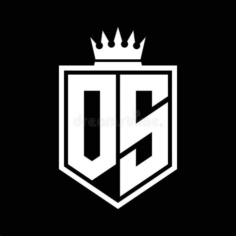 Os Logo Monogram Bold Shield Geometric Shape With Crown Outline Black