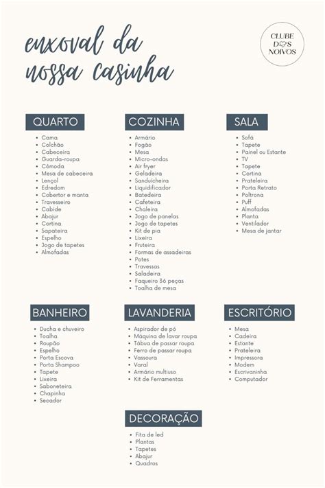 Lista Enxoval Casamento Em 2024 Lista De Enxoval Enxoval Casamento