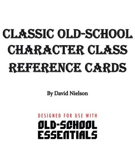 Classic Old School Character Class Reference Cards Old School