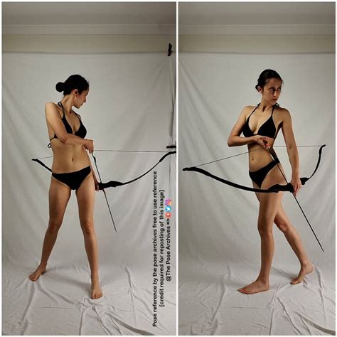 Female Archer Looking Back And Walking With Bow By Theposearchives On
