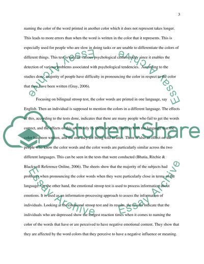 Stroop Effect Assignment Essay Example Topics And Well Written Essays