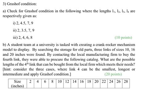 Solved 3 Grashof Condition A Check For Grashof Condition