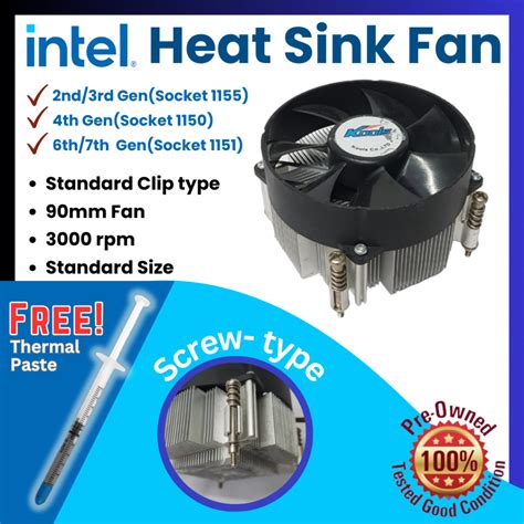 Intel Heatsink Fan Support 1155 1156 1150 1151 Socket CPU Cooling Fan Clip Type Screw