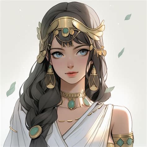 Premium AI Image A Woman With Long Hair Wearing A Gold Headpiece