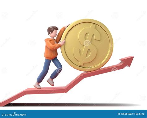 3d Illustration Of Male Guy Qadir Doing Business Rolling Up The Hill An Dollar Coin Stock